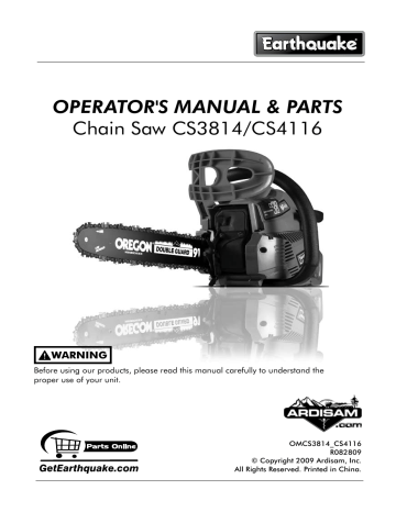 Earthquake CS3816 CHAIN SAW 38CC 16 INCH Operator's Manual | Manualzz