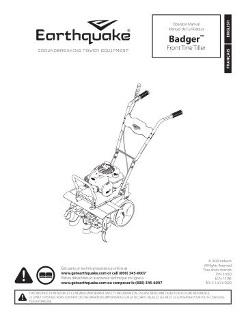 Earthquake 38040 TILLER BADGER BRIGGS 140CC Owner's Manual | Manualzz