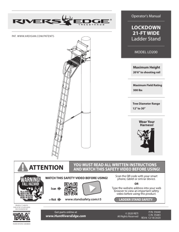 Rivers Edge LD200 LOCKDOWN 21 WIDE 1-MAN Owner's Manual | Manualzz