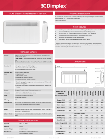 Dimplex PLXC300E Panel Heater Specification | Manualzz