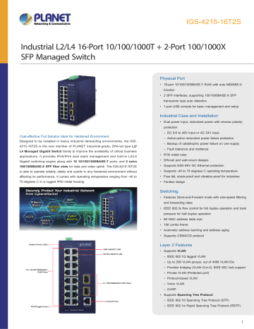 PLANET IGS-4215-16T2S Datasheet | Manualzz