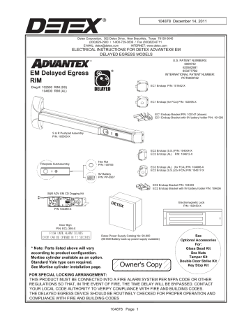 Detex Delayed Egress Installation Instructions | Manualzz