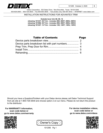 Detex 09D Installation Instructions | Manualzz
