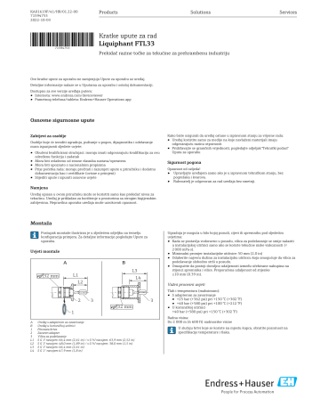 Endres+Hauser Liquiphant FTL33 Uputstvo za upotrebu | Manualzz