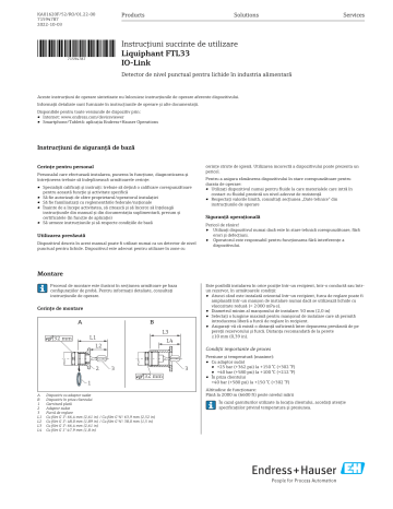 Endres+Hauser Liquiphant FTL33 IO-Link Manual de utilizare | Manualzz