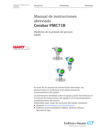 Endres+Hauser Cerabar PMC71B Manual de usuario | Manualzz