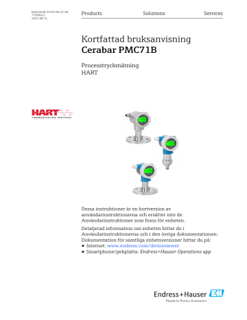 Endres+Hauser Cerabar PMC71B Användarmanual | Manualzz