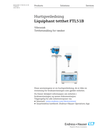 Endres+Hauser Liquiphant density FTL51B Brugermanual | Manualzz