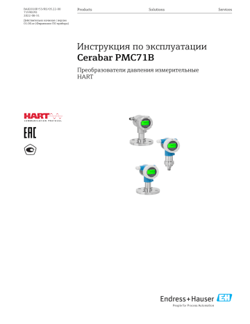 Endres+Hauser Cerabar PMC71B Инструкция по эксплуатации | Manualzz