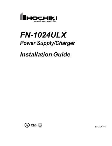 Hochiki FN-1024ULX Installation Instructions | Manualzz