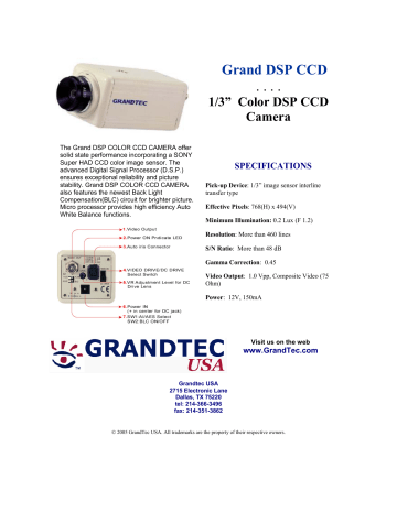 GrandTec CCD-2000 Specifications | Manualzz