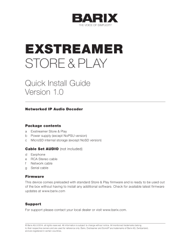 BARIX EXSTREAMER Quick Install Manual | Manualzz