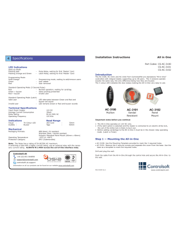 Controlsoft AC-3100 Installation Instructions | Manualzz