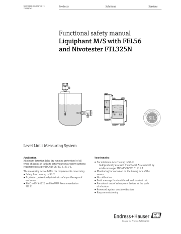 Endress+Hauser Nivotester FTL325N-**** Series Functional Safety Manual ...