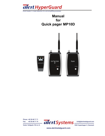 Alert Systems HyperGuard MP10D Manual | Manualzz