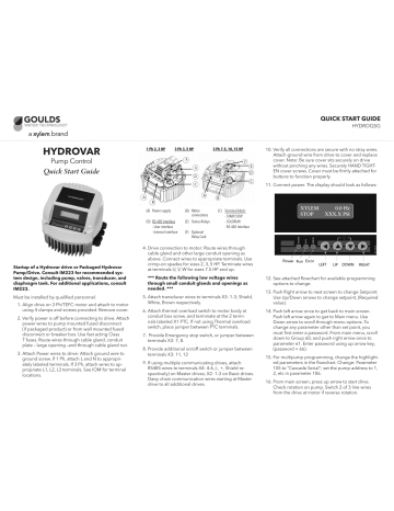 Goulds Pumps HYDROVAR Quick Start Manuals | Manualzz