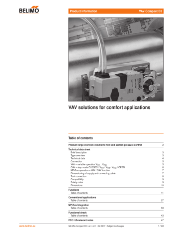 Belimo VAV-Compact D3 Product Information | Manualzz