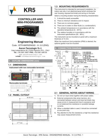 Ascon tecnologic KR5 Engineering Manual | Manualzz