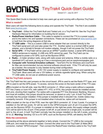 BYONICS TinyTrak4 Quick Start Manual | Manualzz