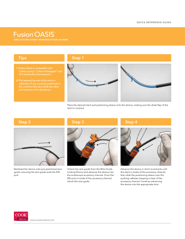 COOK Medical Fusion OASIS Quick Reference Manual | Manualzz