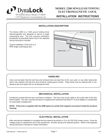 DynaLock 2280 Installation Manual | Manualzz
