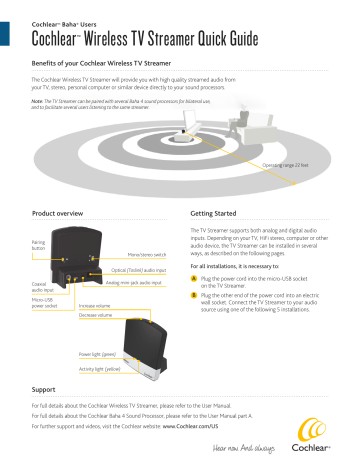 Cochlear TV Streamer Quick Manual | Manualzz