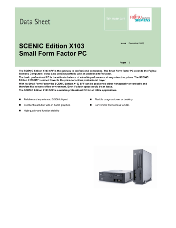 Fujitsu Siemens Computers SCENIC Edition X103 Datasheet | Manualzz
