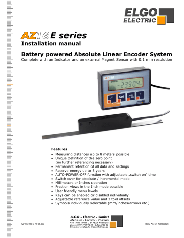 ELGO Electric AZ16E Series Installation Manual | Manualzz