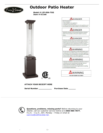Fire Sense LIP-09A-TGG Instruction Manual | Manualzz