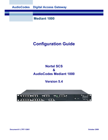 AudioCodes Mediant 1000 Configuration Manual | Manualzz