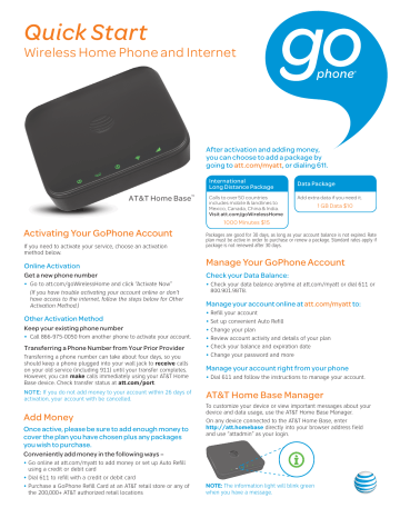 AT&T Wireless Home Phone Base Quick Start | Manualzz