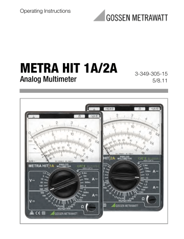 Gossen MetraWatt METRA HIT 2A Operating Instructions Manual | Manualzz