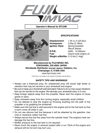 Fuji Imvac BT-24M Operator's Manual | Manualzz