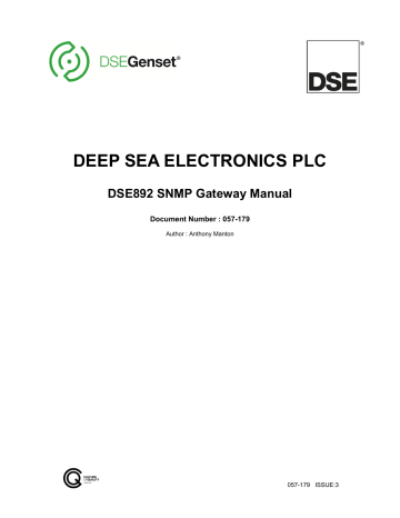 Deep Sea Electronics Plc DSE892 SNMP Manual | Manualzz
