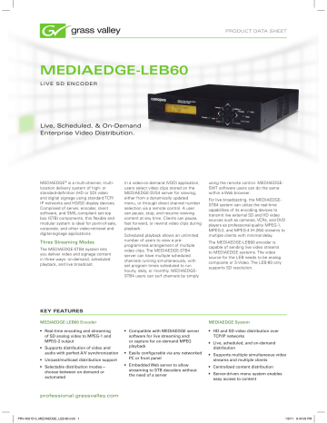 GRASS VALLEY MEDIAEDGE-LEB60 Datasheet | Manualzz