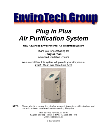 EnviroTech Group Plug In Plus Manual | Manualzz