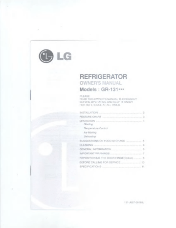 LG GR-131SF Owner’s Manual | Manualzz