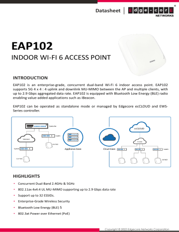 Edge-Core EAP102 Wi-Fi 6 Access Point Datasheet | Manualzz