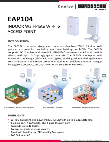 Edge-Core EAP104 Wi-Fi 6 Access Point Datasheet | Manualzz