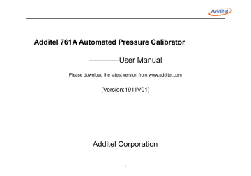 Additel 761A User Manual | Manualzz