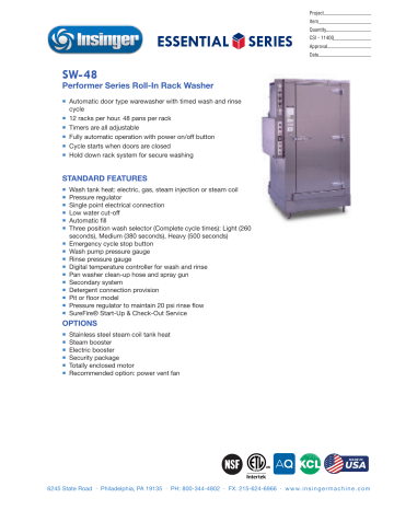 Insinger SW-48 Specification Sheet | Manualzz