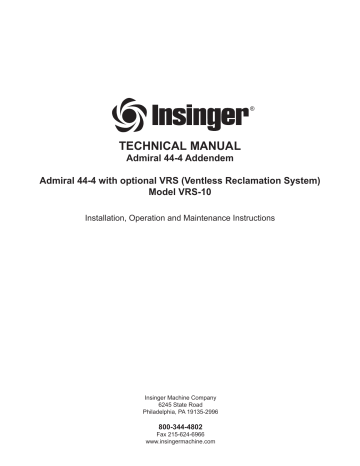Insinger Admiral 44-4 VRS Technical Manual | Manualzz