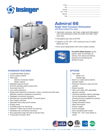 Insinger Admiral66-4 Specification Sheet | Manualzz