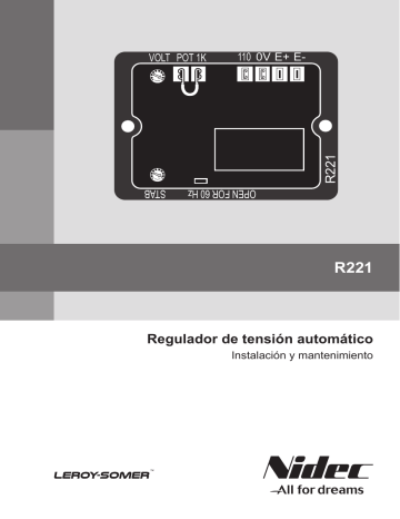 Leroy-Somer R221 Analog AVR Manual de usuario | Manualzz