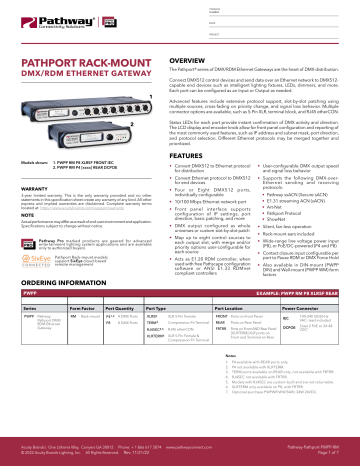 Pathway Pathport-PWPP-RM Spec Sheet | Manualzz