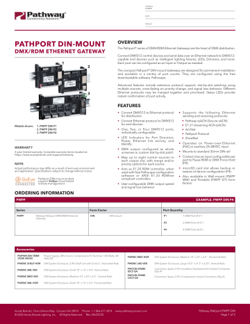 Pathway Pathport-PWPP-DIN Spec Sheet | Manualzz