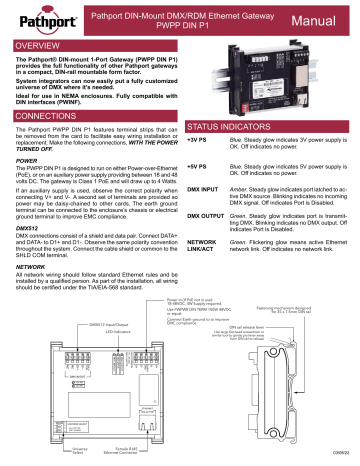 Pathway Pathport PWPP DIN P1 User Manual | Manualzz