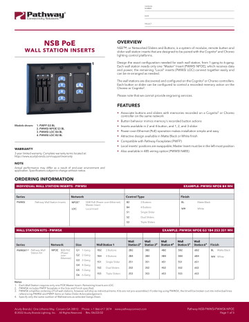 Pathway NSB-PWWSI-PWWSK-NPOE Spec Sheet | Manualzz