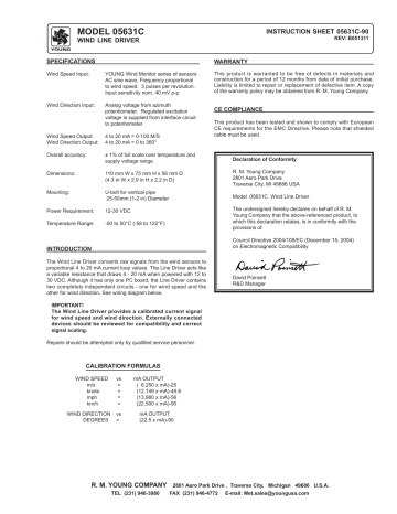 Young 05631C Voltage & Current Interfaces Instruction Sheet | Manualzz