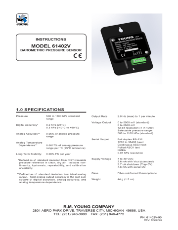 Young 61402V Barometric Pressure Sensor Owner's Manual | Manualzz